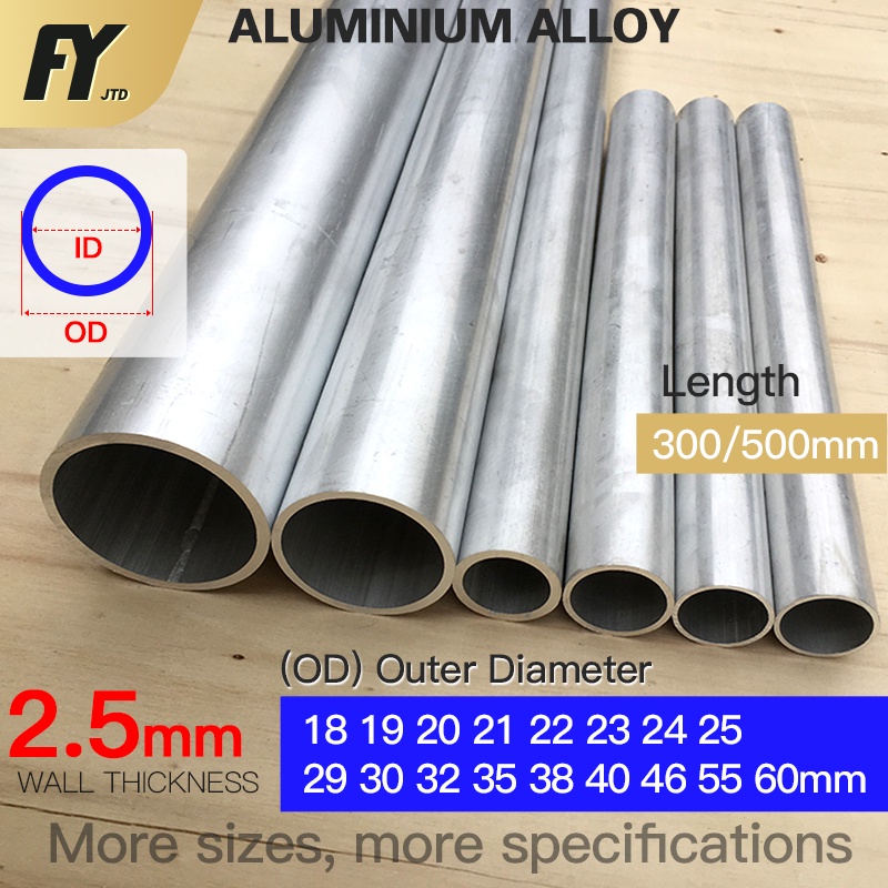 FUYI aluminum tube 2.5mm wall thickness OD 38-64mm pipe 300mm 500mm ...