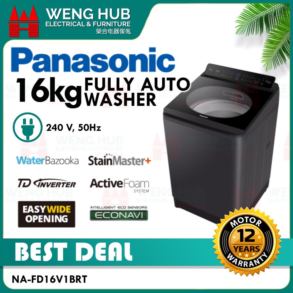 Panasonic 16kg Fully Auto Washing Machine Stainmaster NA-FD16V1BRT ...