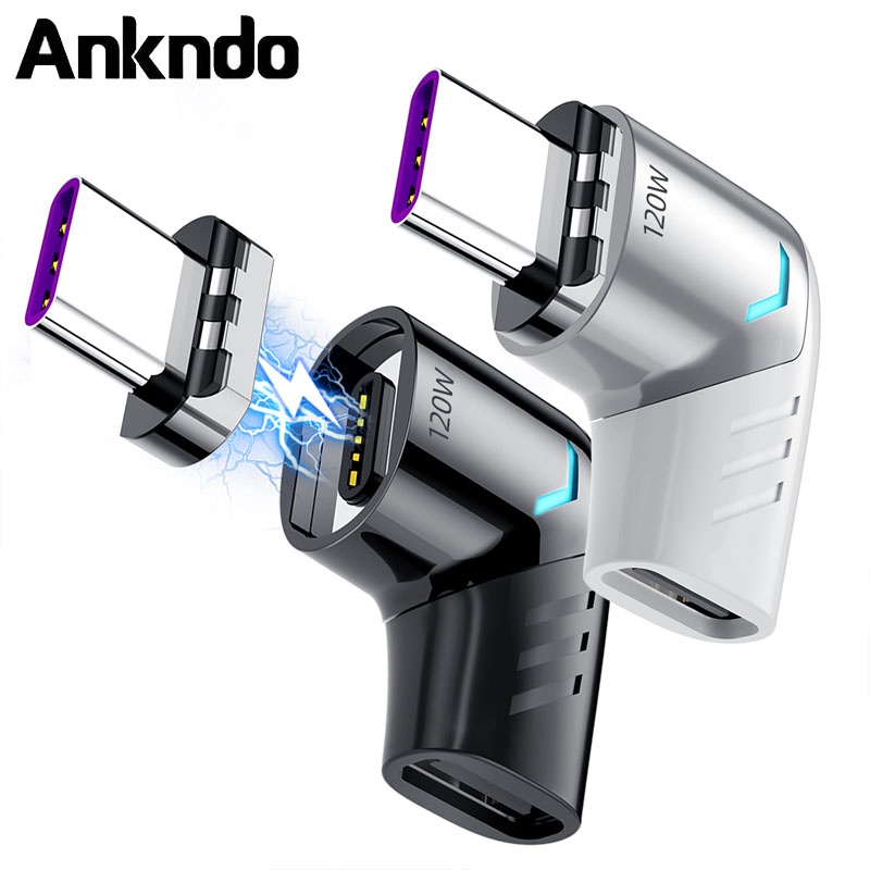 Ankndo 100W USB Type C Magnetic Adapter Type-C Male To USB C Female ...