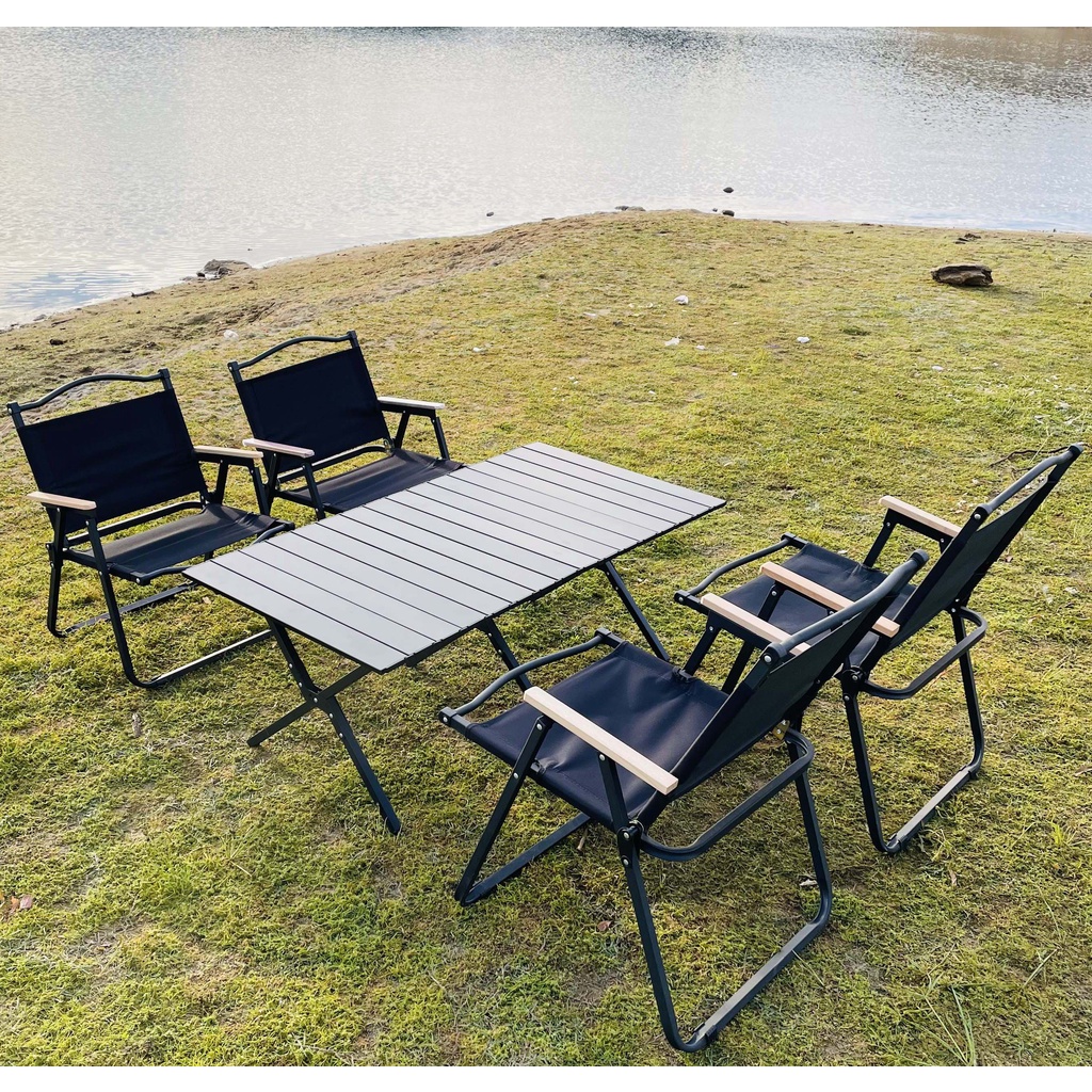 camping table camping chair full set all black color | Shopee Malaysia