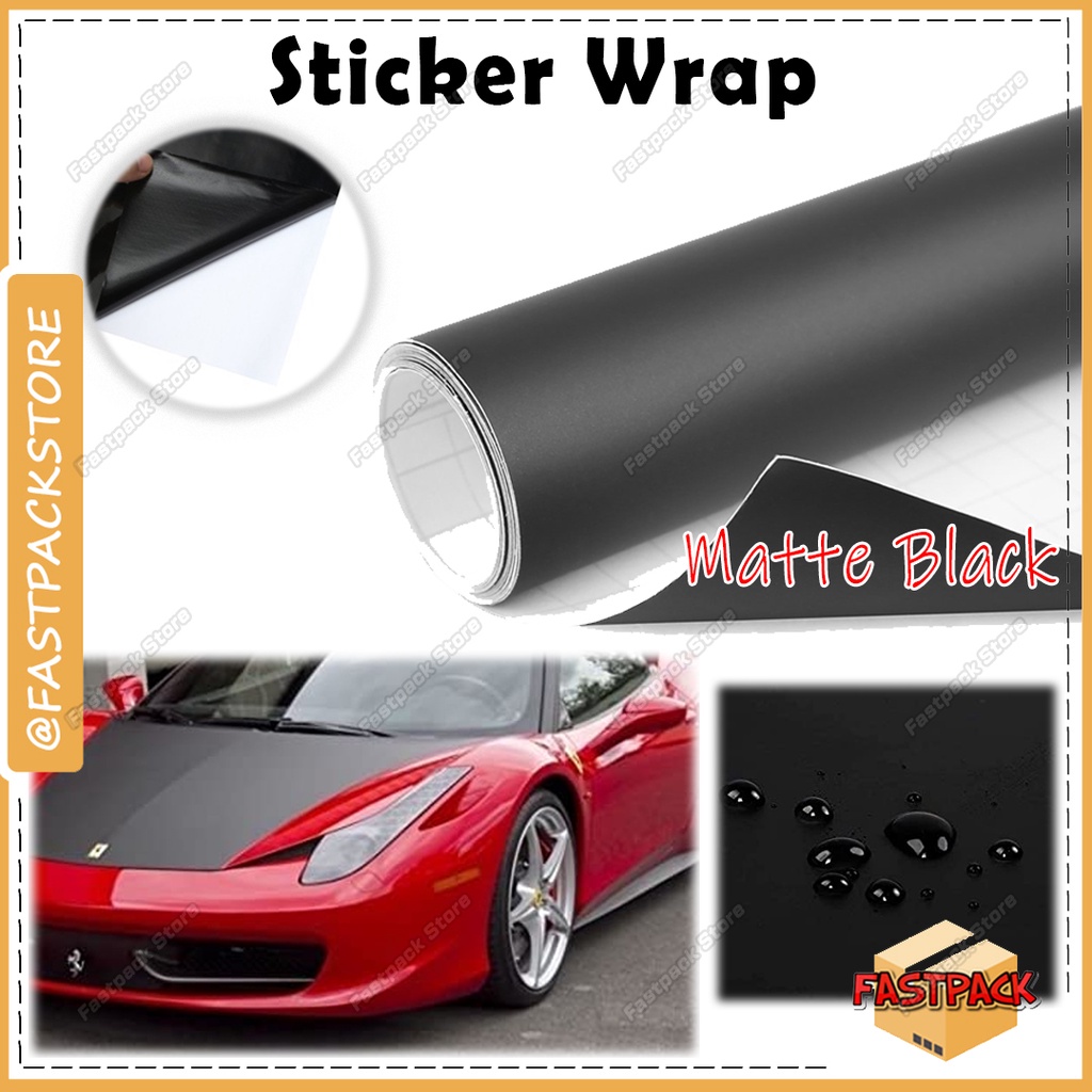 3D Car Wrap Sticker Matte Black Vinyl Film Sheets Kereta Motor Sticker ...