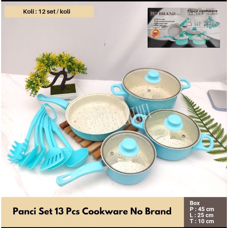 13 Pcs Color Pan set / multi-purpose pan set + silicon spatula | Shopee ...