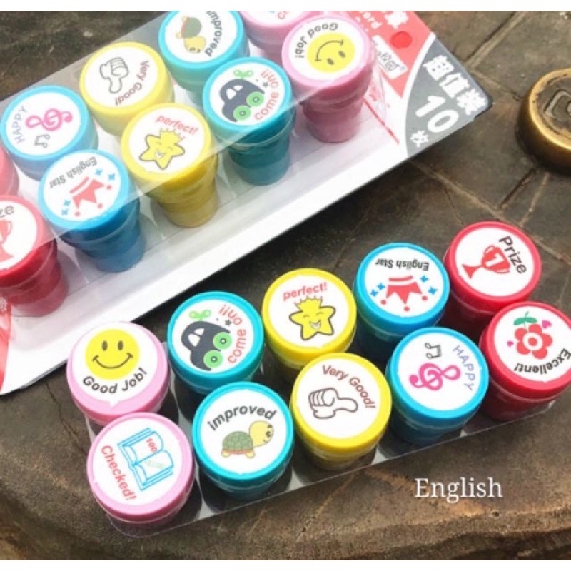 AKINA SAVE 10pcs Children Self Inking Stamp Cartoon Rubber Stamps Kids ...