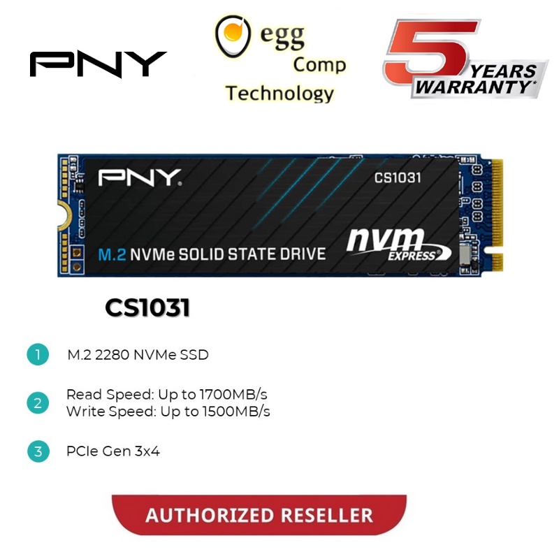 PNY CS1031 256GB / 512GB 1TB / 2TB M.2 2280 NVME PCIE GEN 3X4 INTERNAL ...