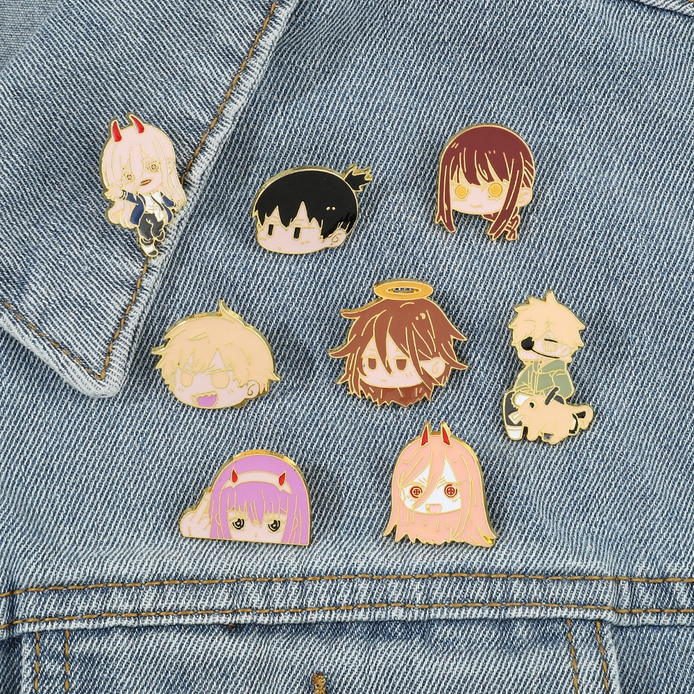 Chainsaw Man Brooches Pins Cute Cartoon Characters Enamel Pins Badges