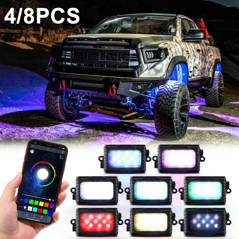 4/8pcs RGB Chassis light LED Waterproof Underbody Decorative Lights ...