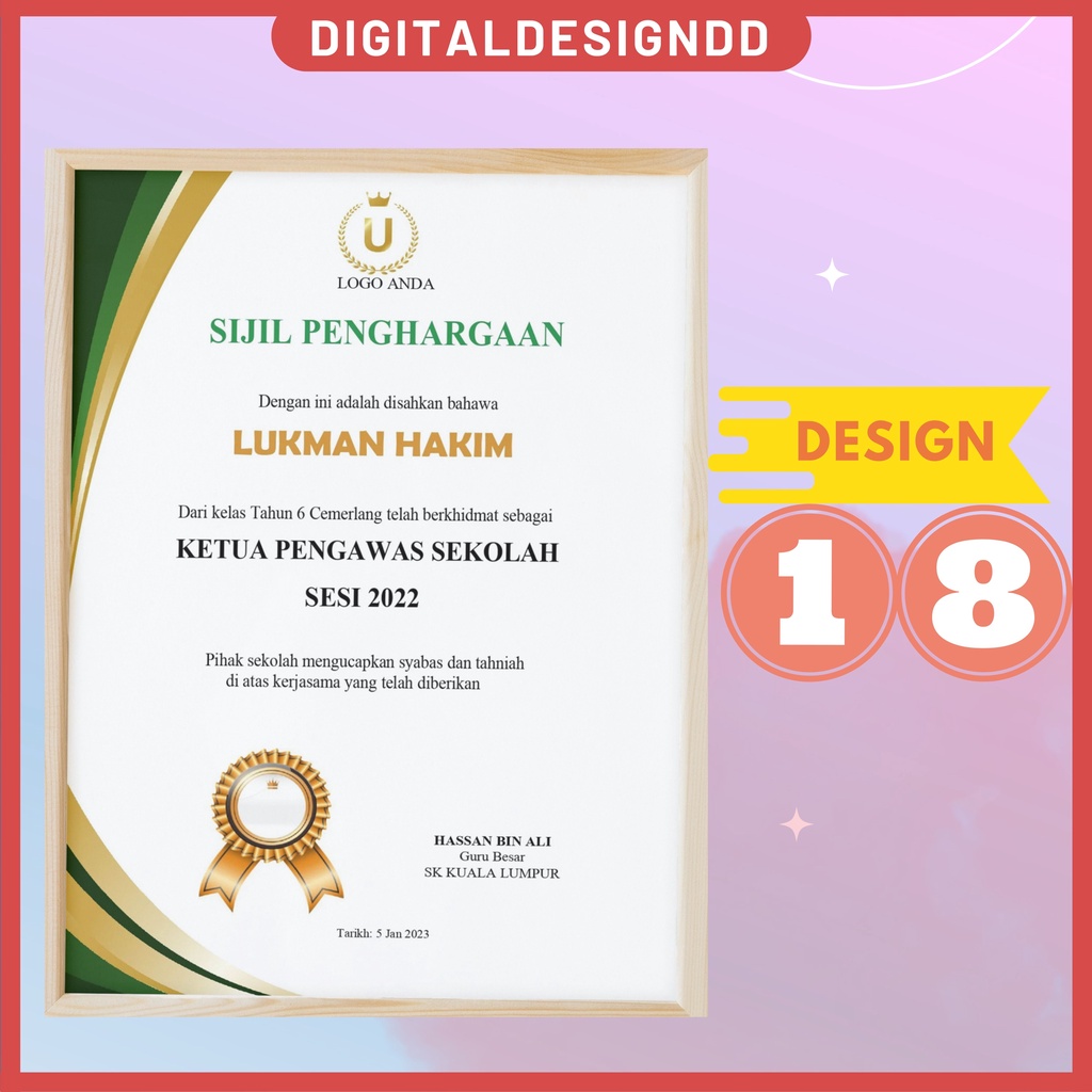 Sijil digital 48 template digital certificate pelbagai pilihan edit ...