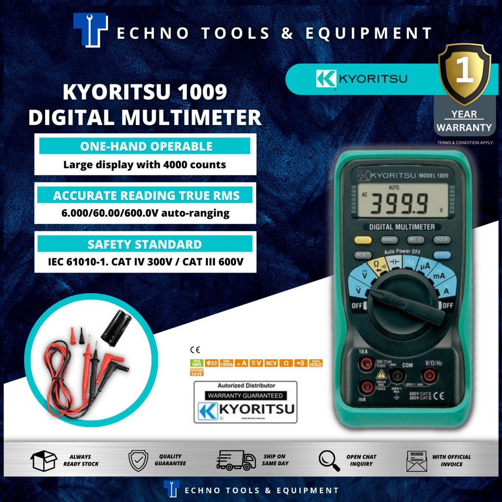 KYORITSU 1009 Digital Multimeter | KEW 1009 | 12 MONTH WARRANTY ...
