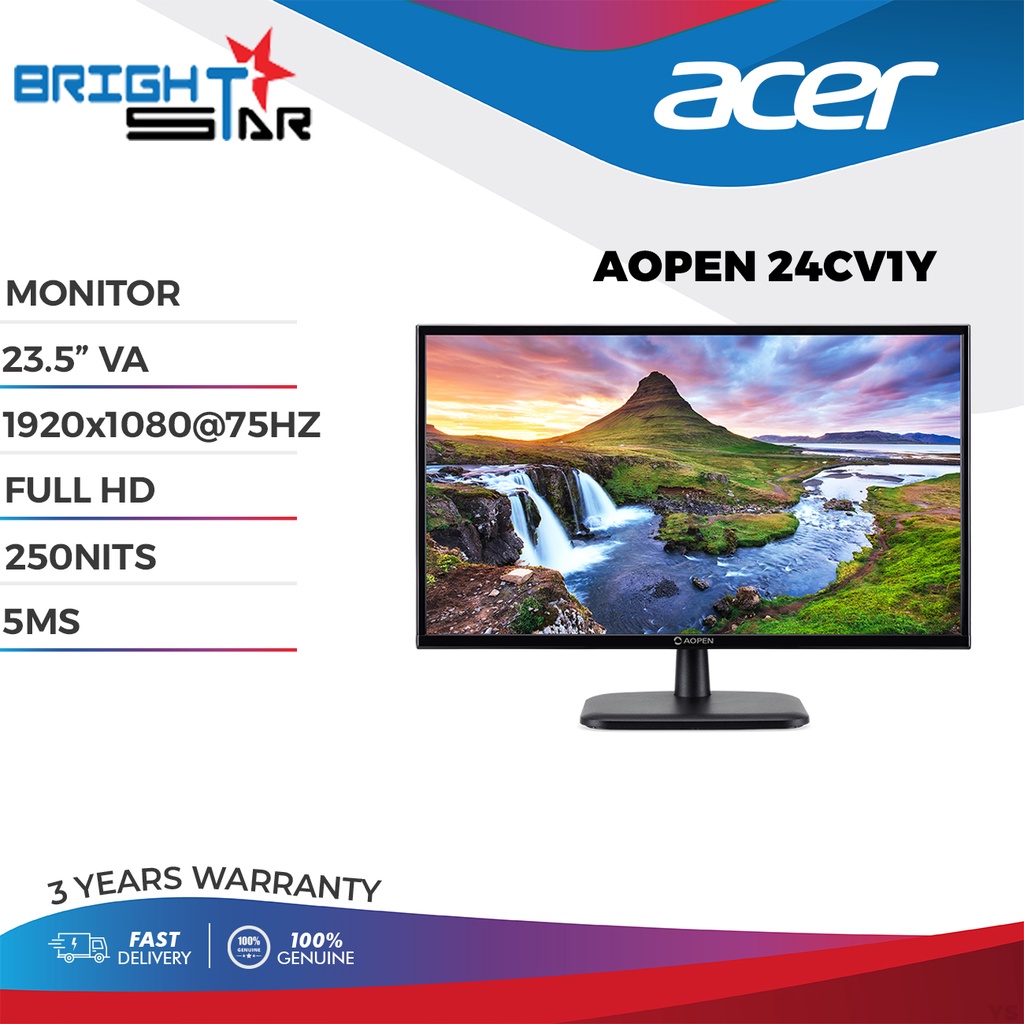 ACER 24" ACER AOPEN 24CV1Y MONITOR / 23.5" / 1920 x 1080 / VA / 75HZ / 250NITS / 5MS / HDMI ...