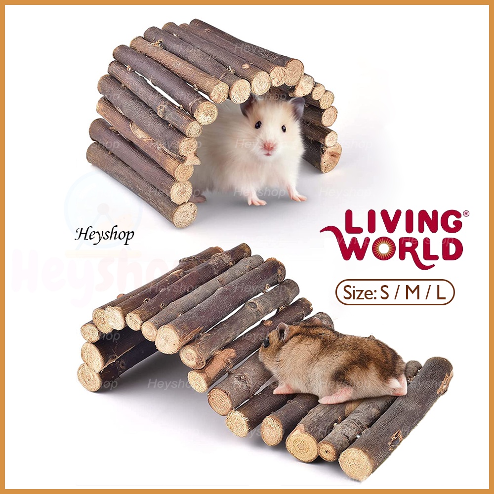 LIVING WORLD® Wood Log S/M/L - Tree House Wooden Bridge Hamster ...