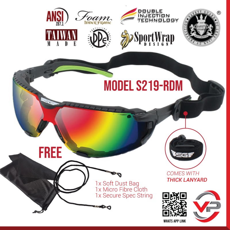 SAFETY GUARD SIRIM S219 GLASSES ANTI-SWEAT S-219 SAFETY ANSI Z87 UV ...