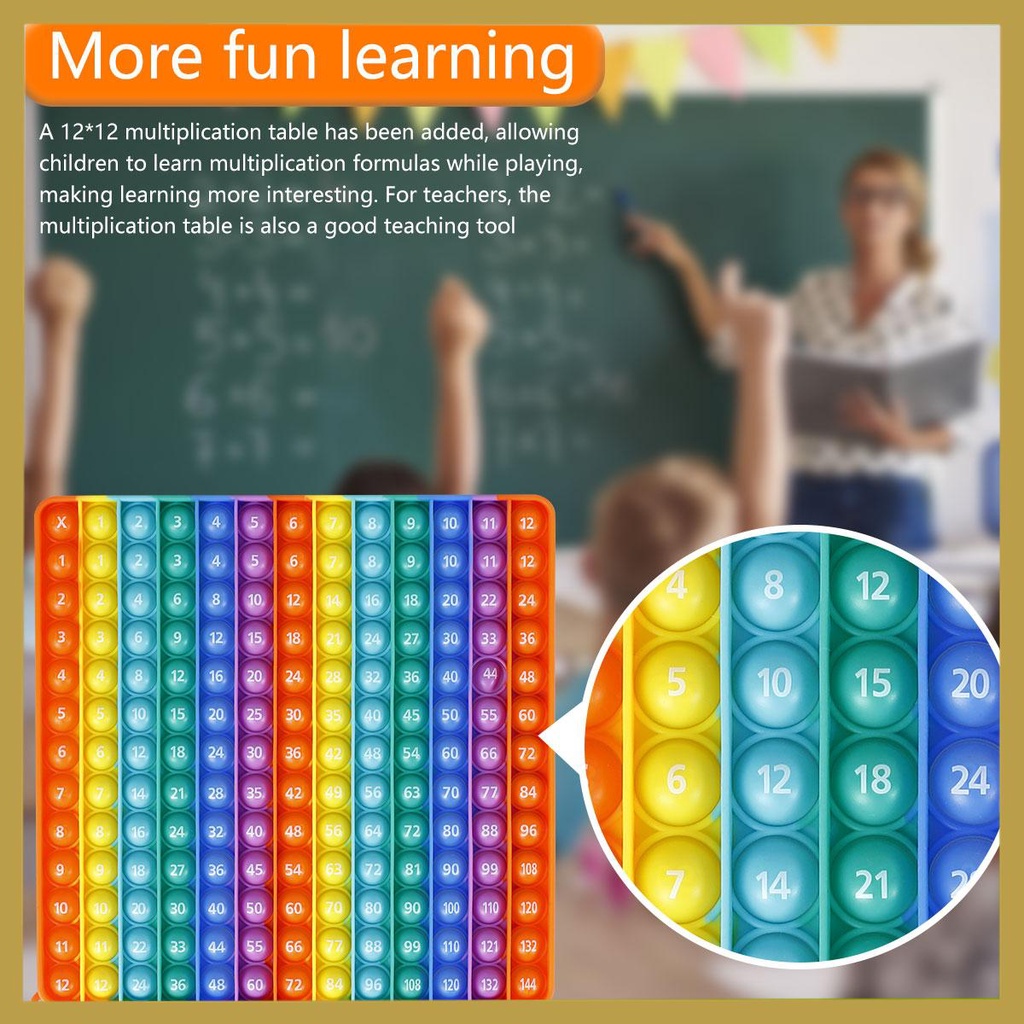 Multiplication Chart Math Games Pop Fidget Toys 12x12 Multiplication ...