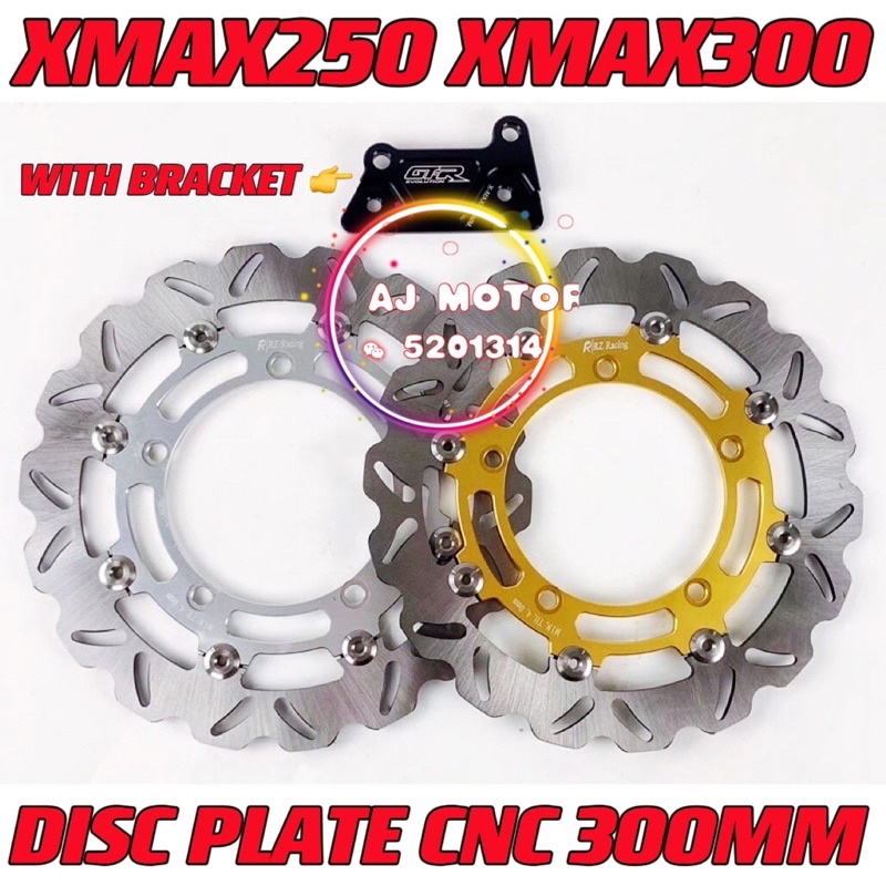 YAMAHA XMAX250 XMAX300 FRONT CNC DISC PLATE 300MM FLOATING WITH BRACKET ...
