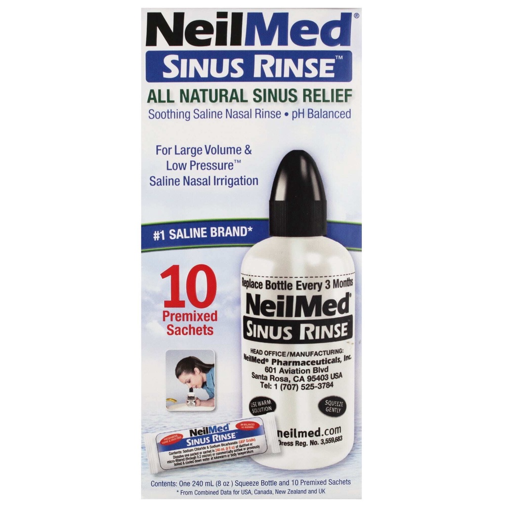 NEILMED SINUS RINSE ALL NATURAL SINUS RELIEF (10 PREMIXED SACHETS ...