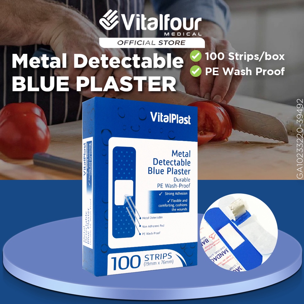 VitalFour VitalPlast PE Blue Plaster METAL DETECTABLE (100's/Box ...