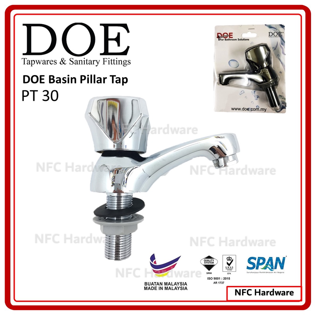 DOE PT 30 Basin Pillar Tap - Arrowline Handle | Shopee Malaysia