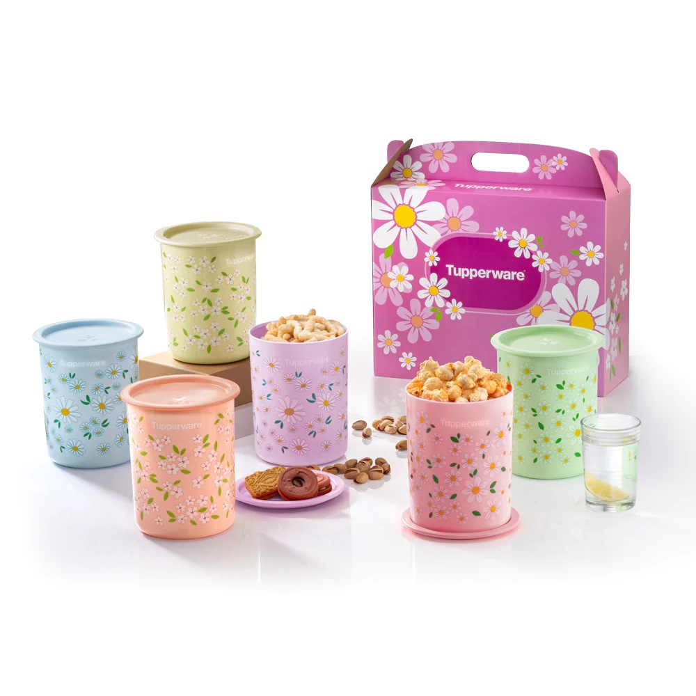 Tupperware One Touch Spring Collection Set - One Touch Canister Junior 1.25L | Shopee Malaysia