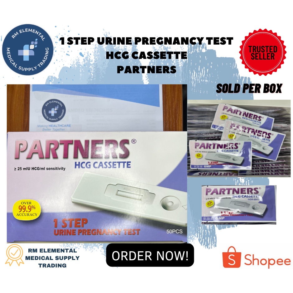 (50pcs) Pregnancy Test PARTNERS HCG Cassette 50 PCS (PACKED ZIPLOCK ...
