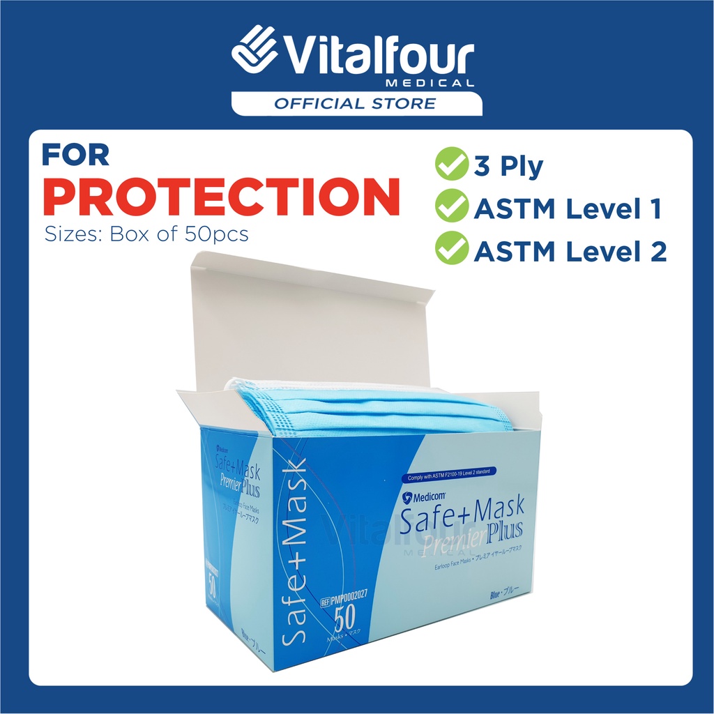 [MEDICAL GRADE ]Medicom 3ply Mask Earloop SAFE+MASK Premier (ASTM Lvl 1 ...