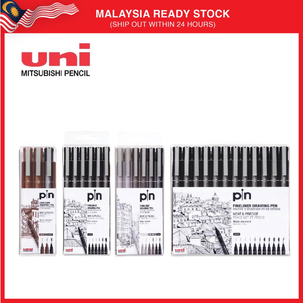 Uni Pin Pigment Ink Technical Drawing Pen Set Pin 200 | Shopee Malaysia