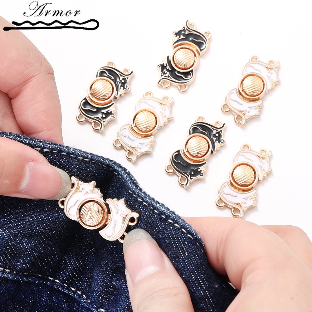 Cute Cat Shaped Waist Snap Fastener for Trousers Tighten Waist Clip for ...