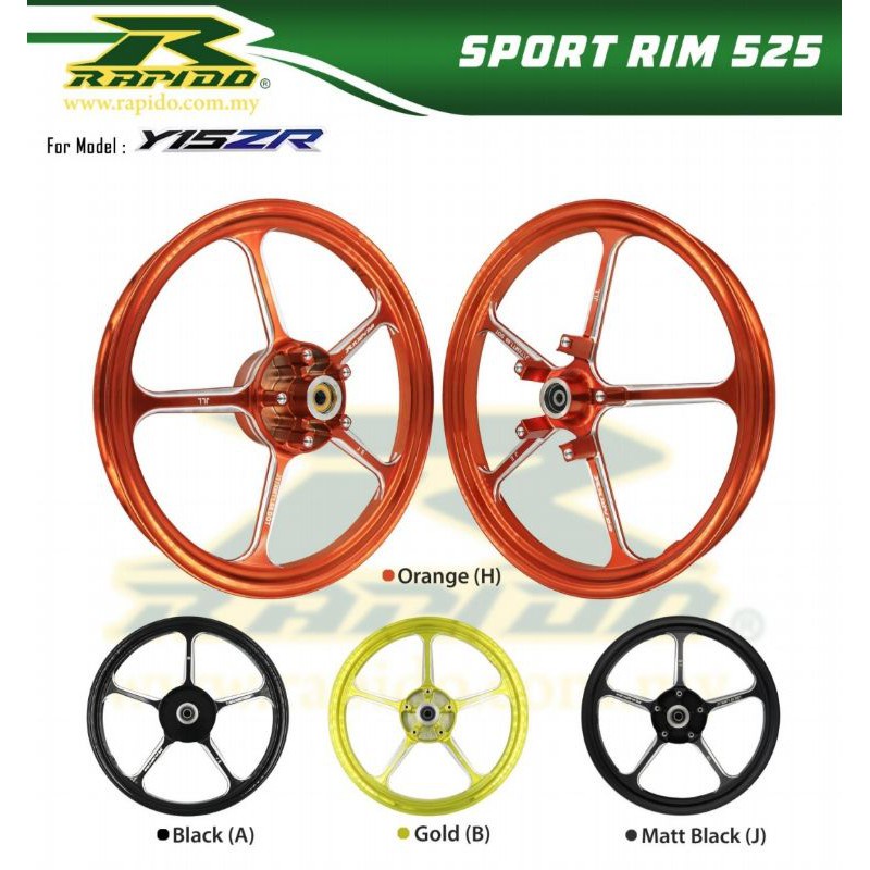 Rapido 525 Sport Rim Yamaha Y15zr Y15 Model 525 Size 1.60x17 / 1.85x17 Front Disc 4 Hole FD4H ...