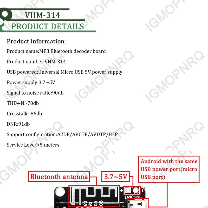 VHM-314 Bluetooth 5.0 Audio Receiver Module MP3 Lossless Decoder Board ...
