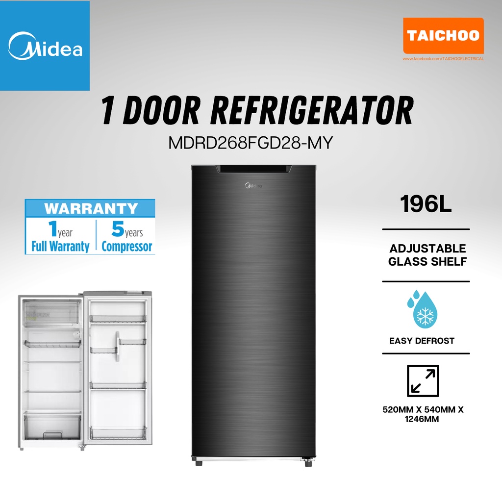 Midea Single Door Refrigerator 196L MDRD268FGD28-MY | Shopee Malaysia
