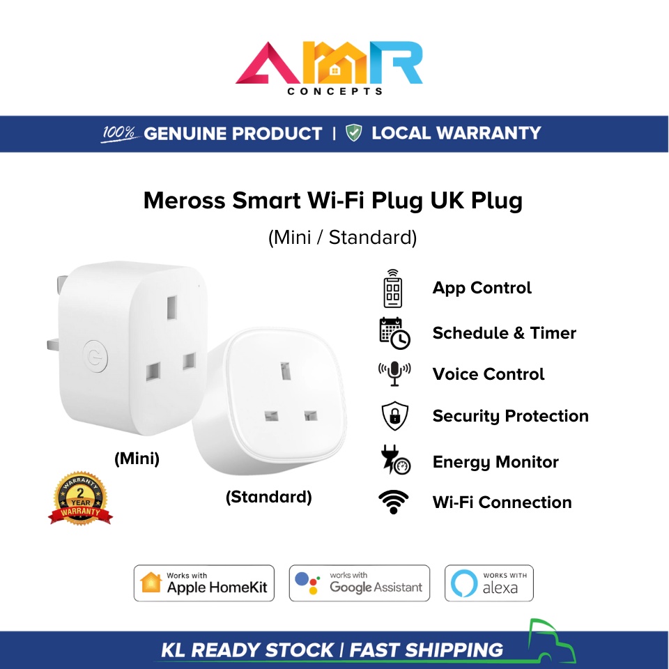 Meross Smart WiFi Plug UK Plug Smart Socket Google Assistant Alexa Apple Homekit Timer Function ...