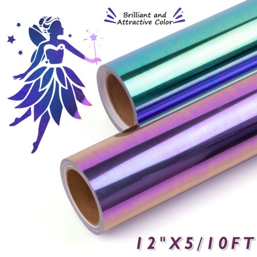 HTVRONT 12"x5ft Holographic Metallic Gradient Heat Transfer Vinyl HTV ...