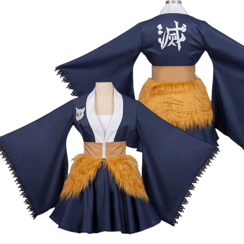 Adult Anime Demon Slayer Hashibira Inosuke Cosplay Costume Dress Long ...