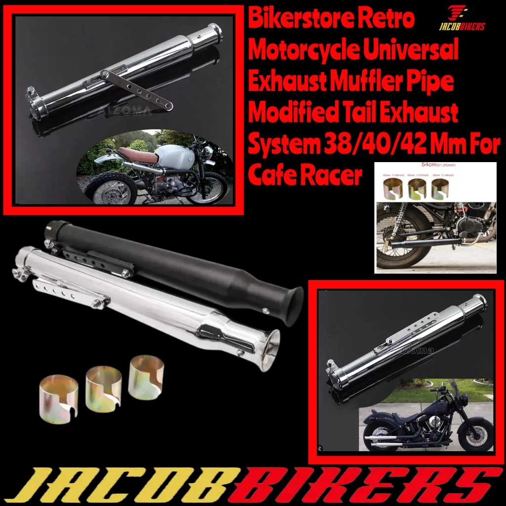 Universal Motorcycle Exhaust Pipe Muffler Silencer Cruiser Cafe Racer ...