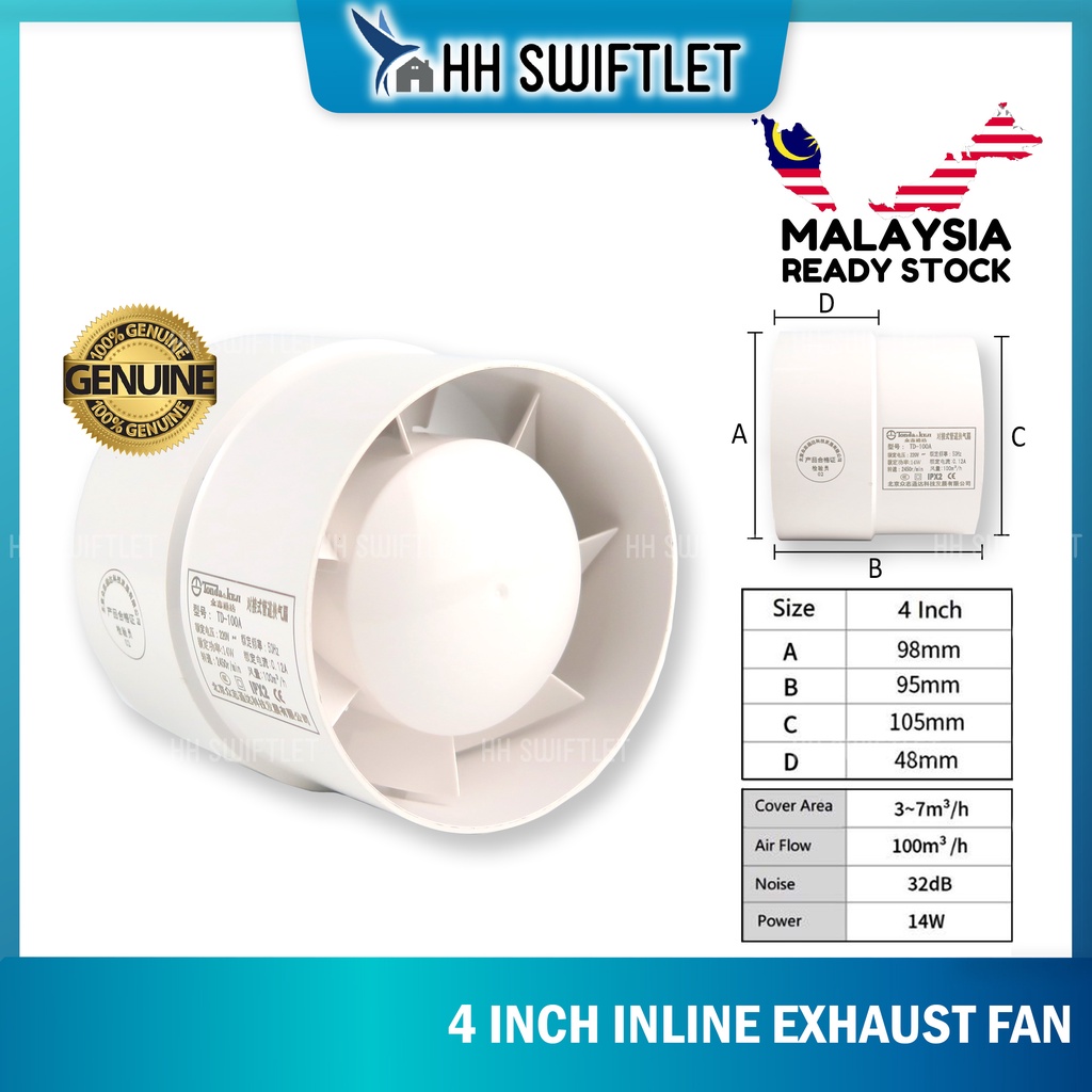 4" / 6" Inch Inline Exhaust Fan / Kipas Ekzos / Ventilation Fan / Duct ...