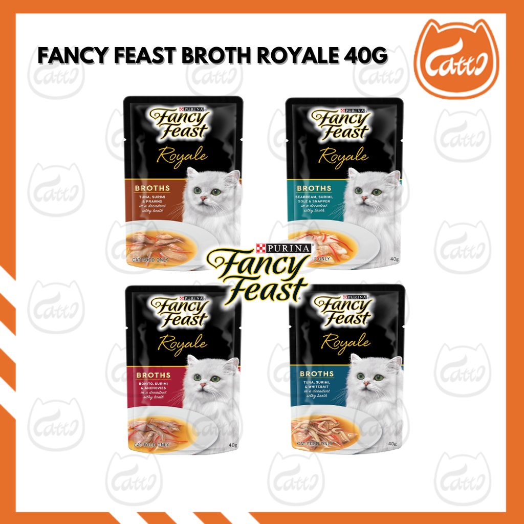 CATTO Fancy Feast Broths Royale Tuna Seabream Bonito Prawns Wet Cat ...