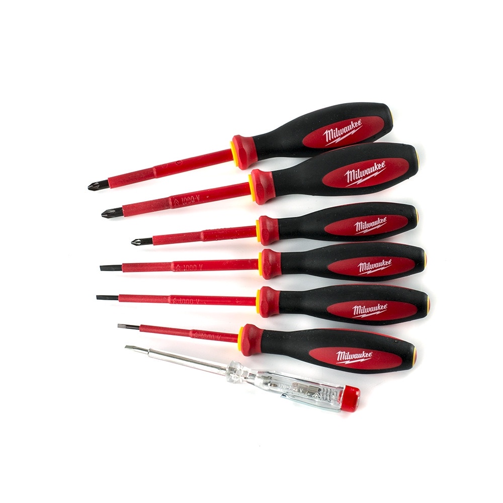 Milwaukee Tri-Lobe VDE Screwdriver Set 7-Piece with Test Pen 4932464067 ...