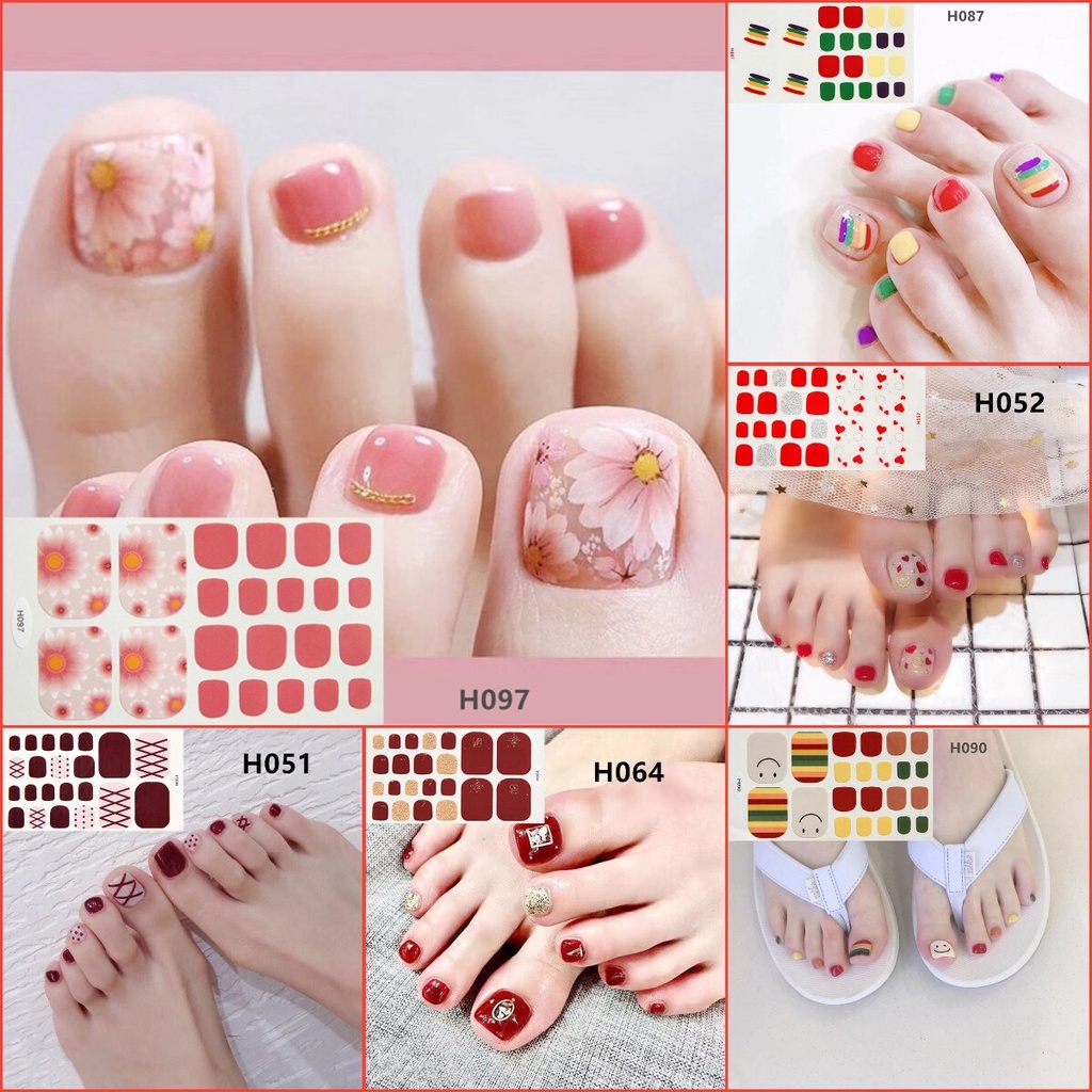 【Ready Stock】H 3D Toenail Sticker Grid stripe Cartoon Gold Geometric ...
