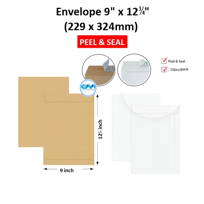 Envelope 9" x 12 3/4" (229mm x 324mm) 20'sheet White/Super Manila ...