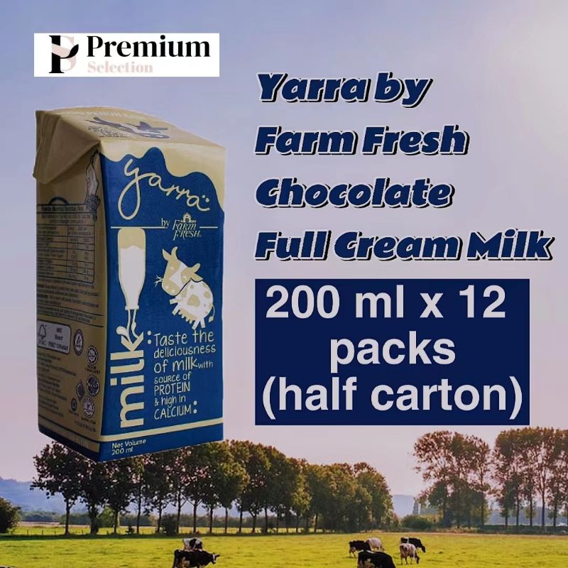 Yarra by Farm Fresh Full Cream Milk with straw 200ml x 12 packs ( half ...