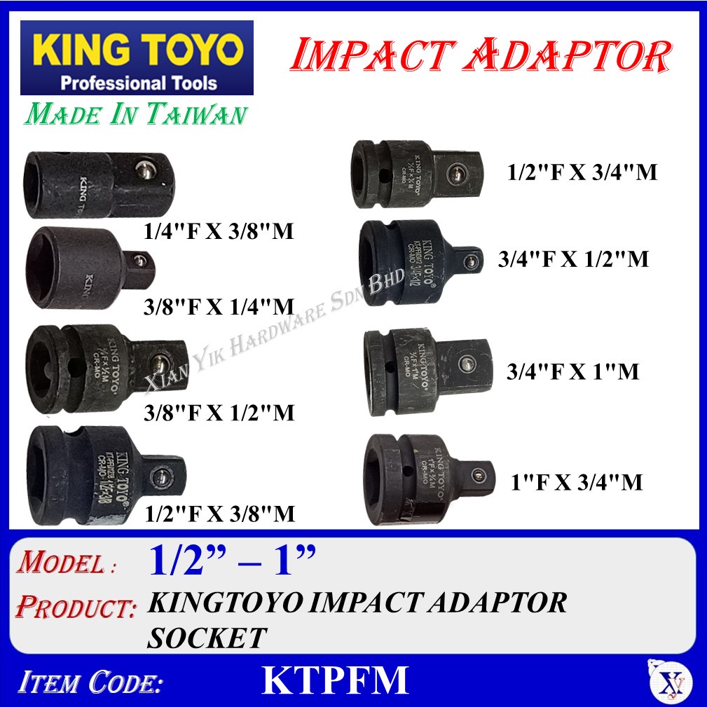KT-PFM KINGTOYO IMPACT ADAPTOR SOCKET (KT-M3812 KT-M1238 KT-M3814 KT ...