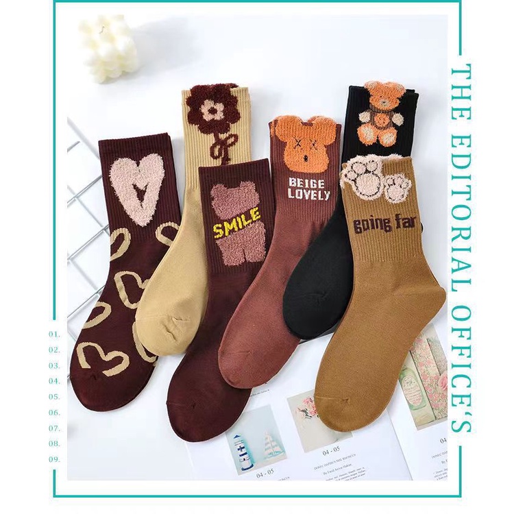 MALAYSIA READY STOCK!1 Pair Korean Women Korea Trendy Pure Bear Theme ...