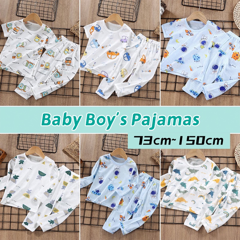 Boys Long Sleeved Pyjama Sets Children Summer Short Sleeve Sleepwear ...