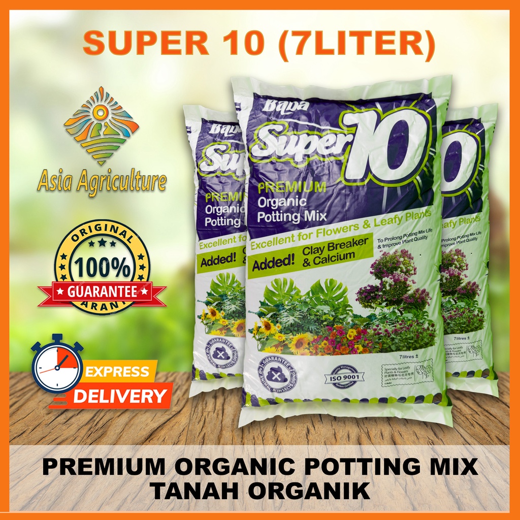 ASIA AGRICULTURE BABA SUPER 10 7LITER PREMIUM ORGANIC POTTING MIX SOIL ...