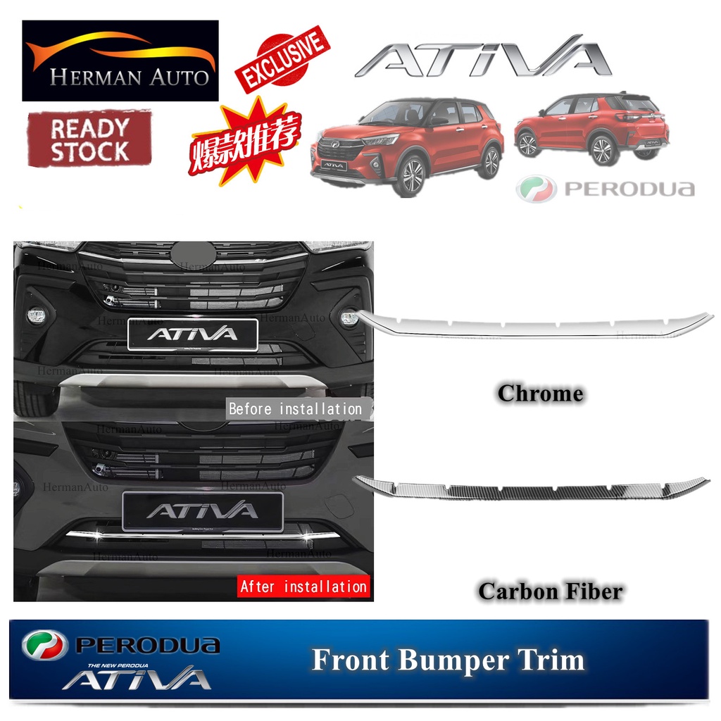 HermanAuto Perodua Ativa Front Bumper Trim Garnish Accessories | Shopee ...