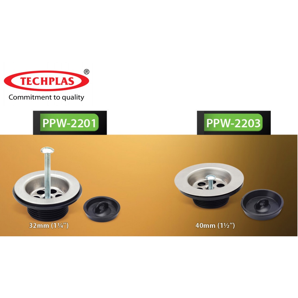 Techplas 32mm Basin / 40mm Kitchen Sink Waste Come With Plug with ...