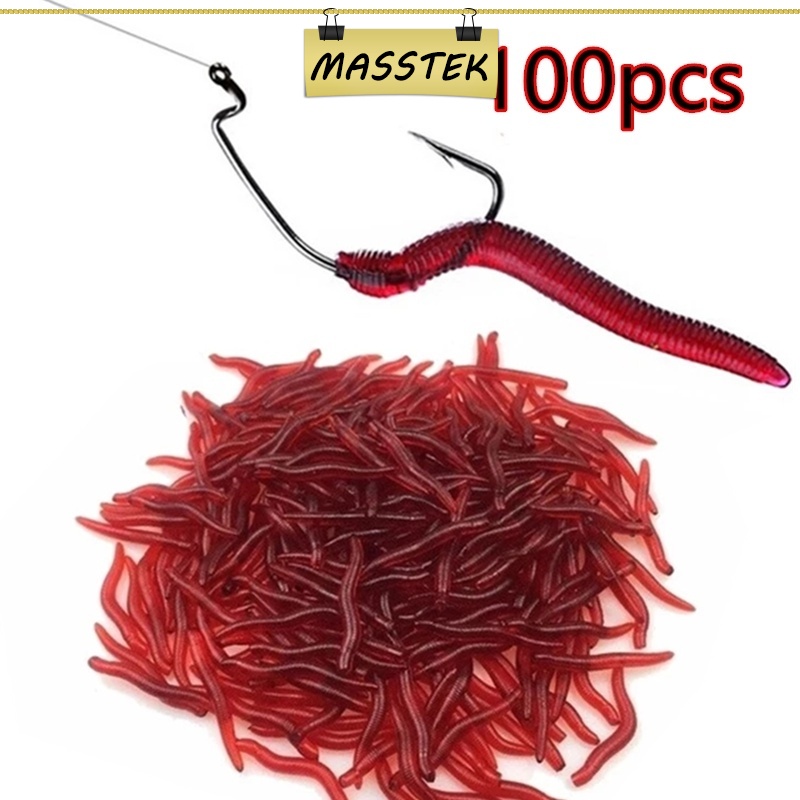 MASSTEK 100pcs Fishing Lure Soft Plastic Artificial Worm Maggots ...