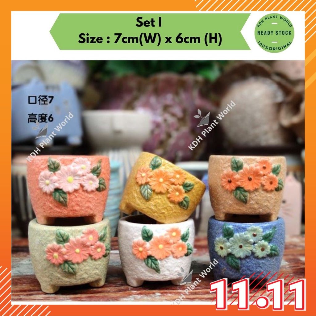KDH Ready Stock Cute Flower Pot Succulent Cactus Pot Pasu Bunga Sukulen ...