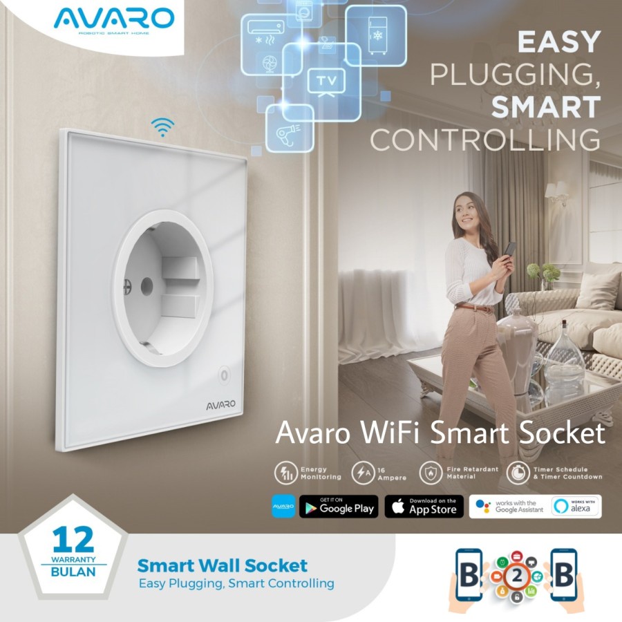Avaro WiFi Smart Wall Socket - Electrical Plug Socket | Shopee Malaysia