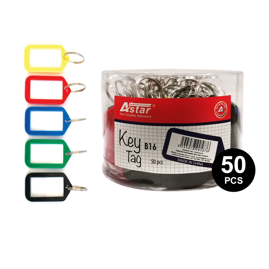 Astar Color Key Tag / Key Chain Label ID - B16 (Box of 50pcs) | Shopee ...