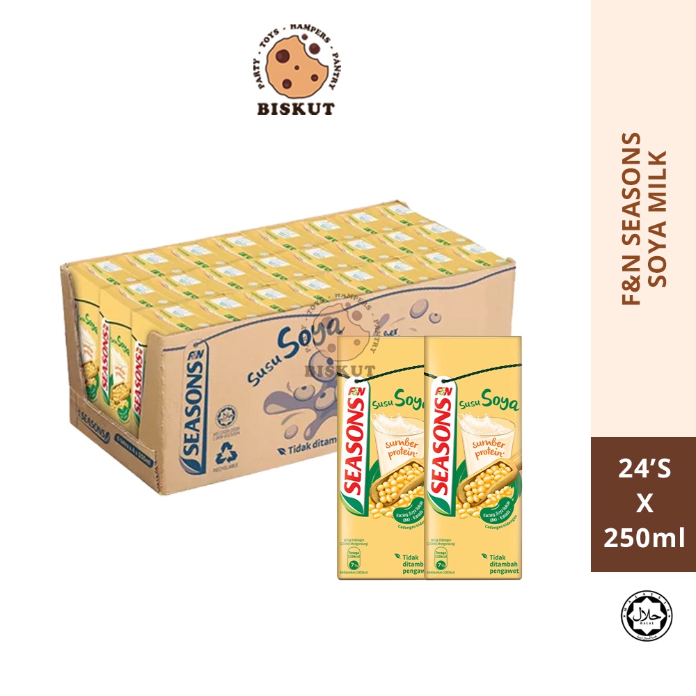 F&N SEASONS PACKET DRINKS (24X250ml) - SOYA MILK/ICE LEMON TEA/APPLE ...