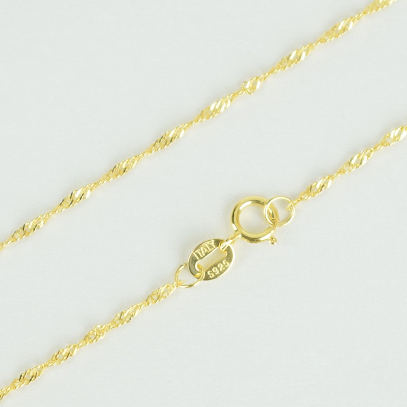925 sterling silver Necklace 18K Gold water wave chain 16-24inches ...
